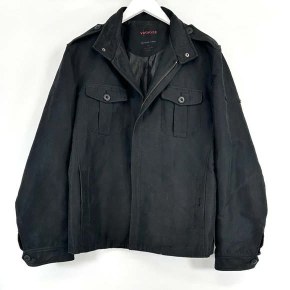voyager | Jackets & Coats | Vintage Voyager Black Navigator Jacket Sz ...